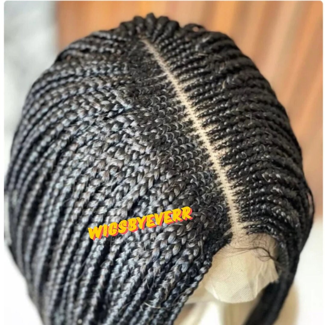 Handmade Braided Short Box Braid Wig: Full Lace, Center Part - Etsy