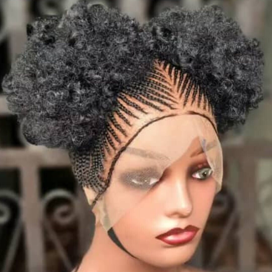 Two Part Braided Wig: Updo Hairstyle, Human Hair Full Lace - Etsy