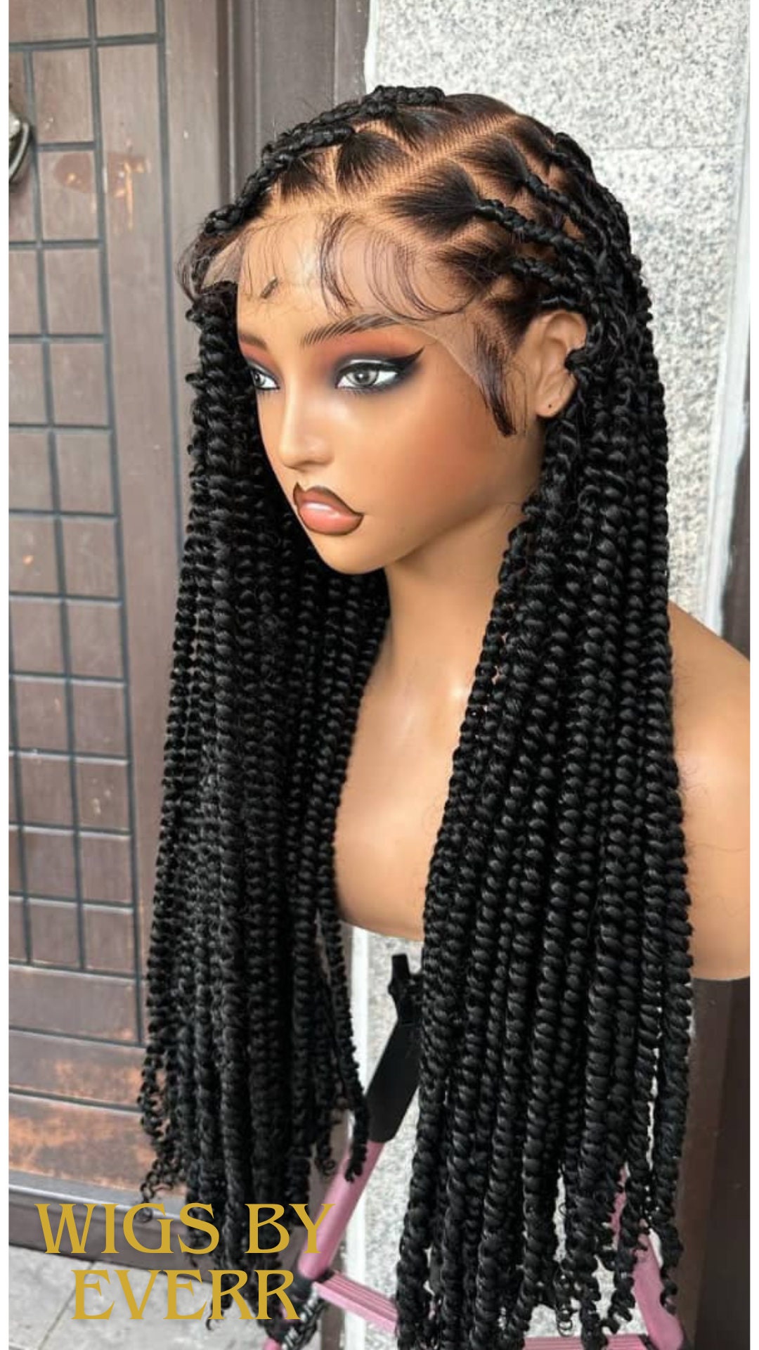 Human Hair Twist Braided Wig Handmade. Passion Twist Braid, Passion ...