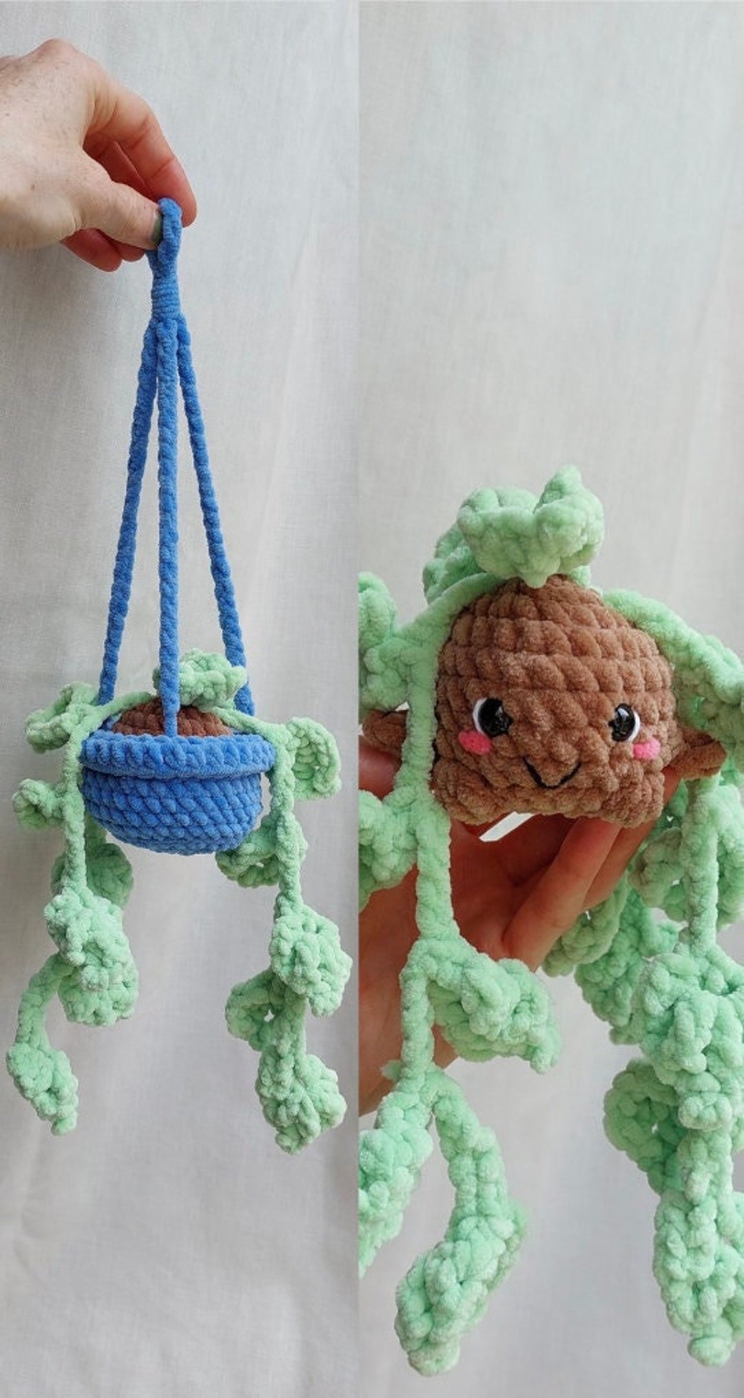 PATTERN Pothos Plant Dirt Baby Flower Pot - Amigurumi Hanging Plant Pot ...