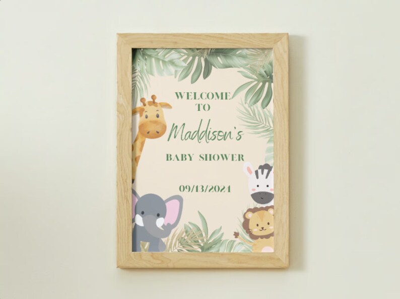 Editable Safari Welcome Sign | Jungle Baby Shower/birthday Party Decor ...