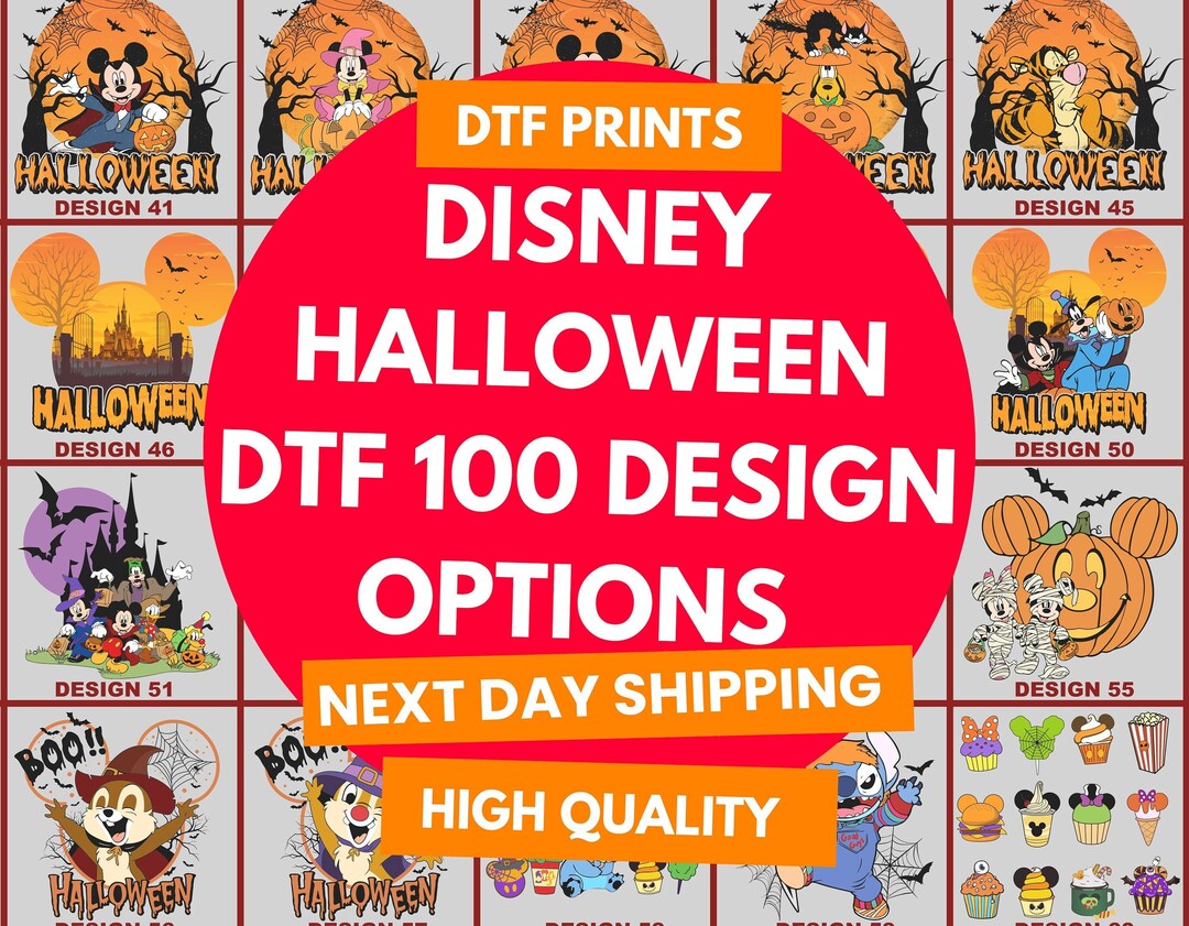 100 Design Options Disney Halloween DTF Prints, Dtf Transfers Ready for ...
