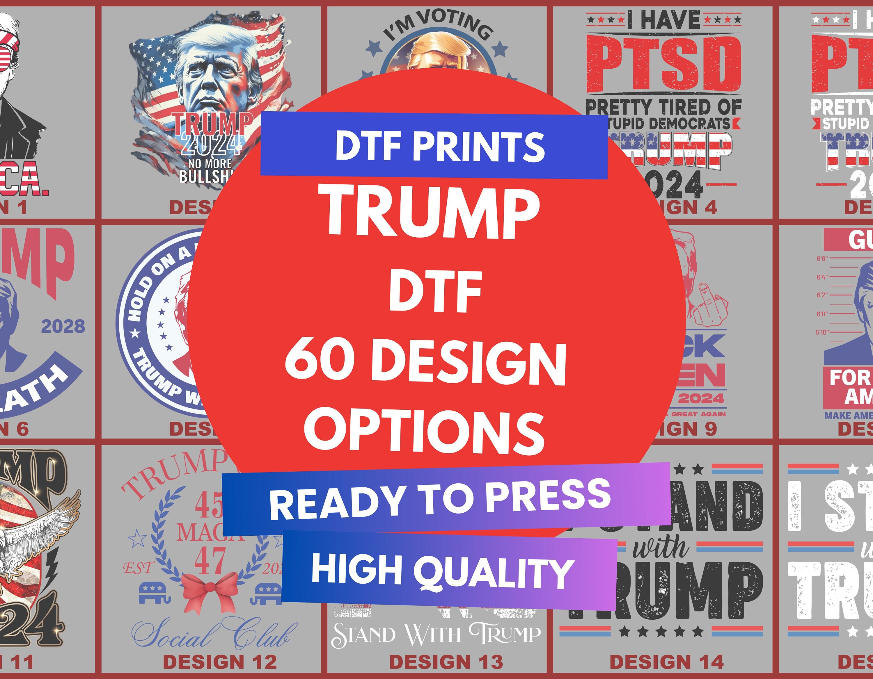 60 Design Options Trump DTF, Felon Dtf, 2024 Election Dtf, Trump Ready ...
