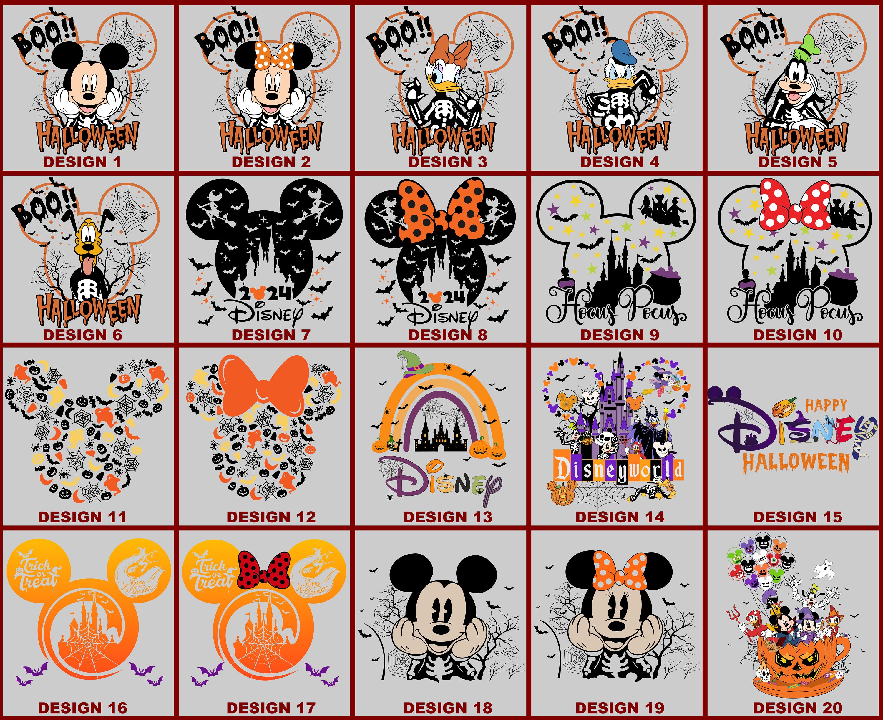 100 Design Options Disney Halloween DTF Prints, Dtf Transfers Ready for ...