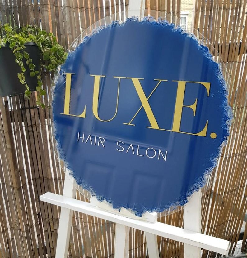 Round Acrylic Salon Sign, Gold Mirror Sign, Acrylic Reception Logo Sign ...