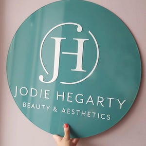 Round Acrylic Salon Sign, Gold Mirror Sign, Acrylic Reception Logo Sign ...