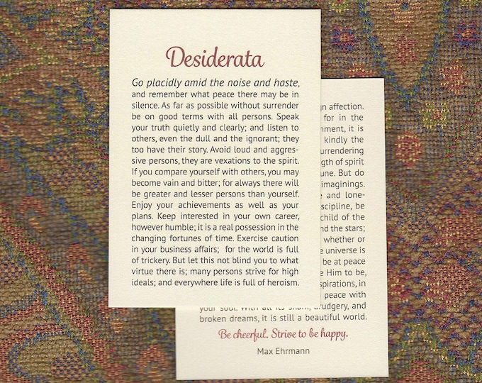 6 Desiderata Pocket Cards | Desiderata Wallet Cards | Desiderata Cards ...
