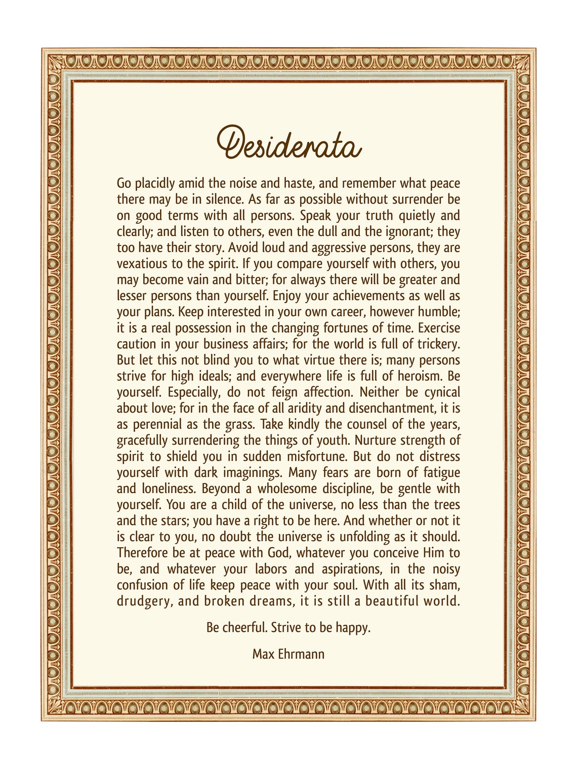 Desiderata Printable | Desiderata Print | Desiderata Poster ...