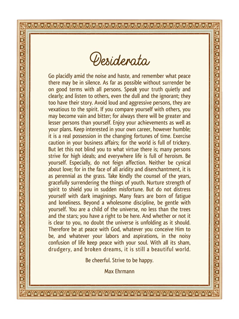 Desiderata Printable | Desiderata Print | Desiderata Poster ...