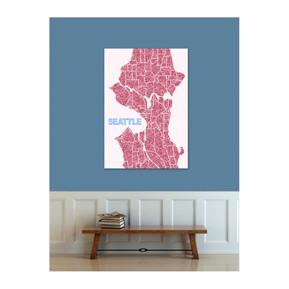 Seattle Map Seattle Print Seattle Poster Seattle Art Choose Size - Etsy
