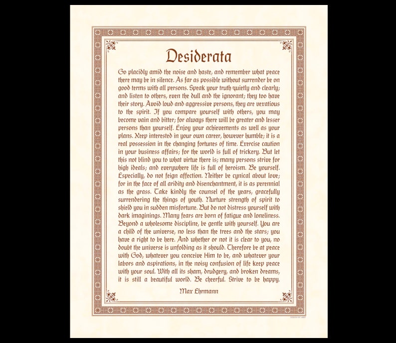 Desiderata Printable | Desiderata Poem | Desiderata Print | Desiderata ...