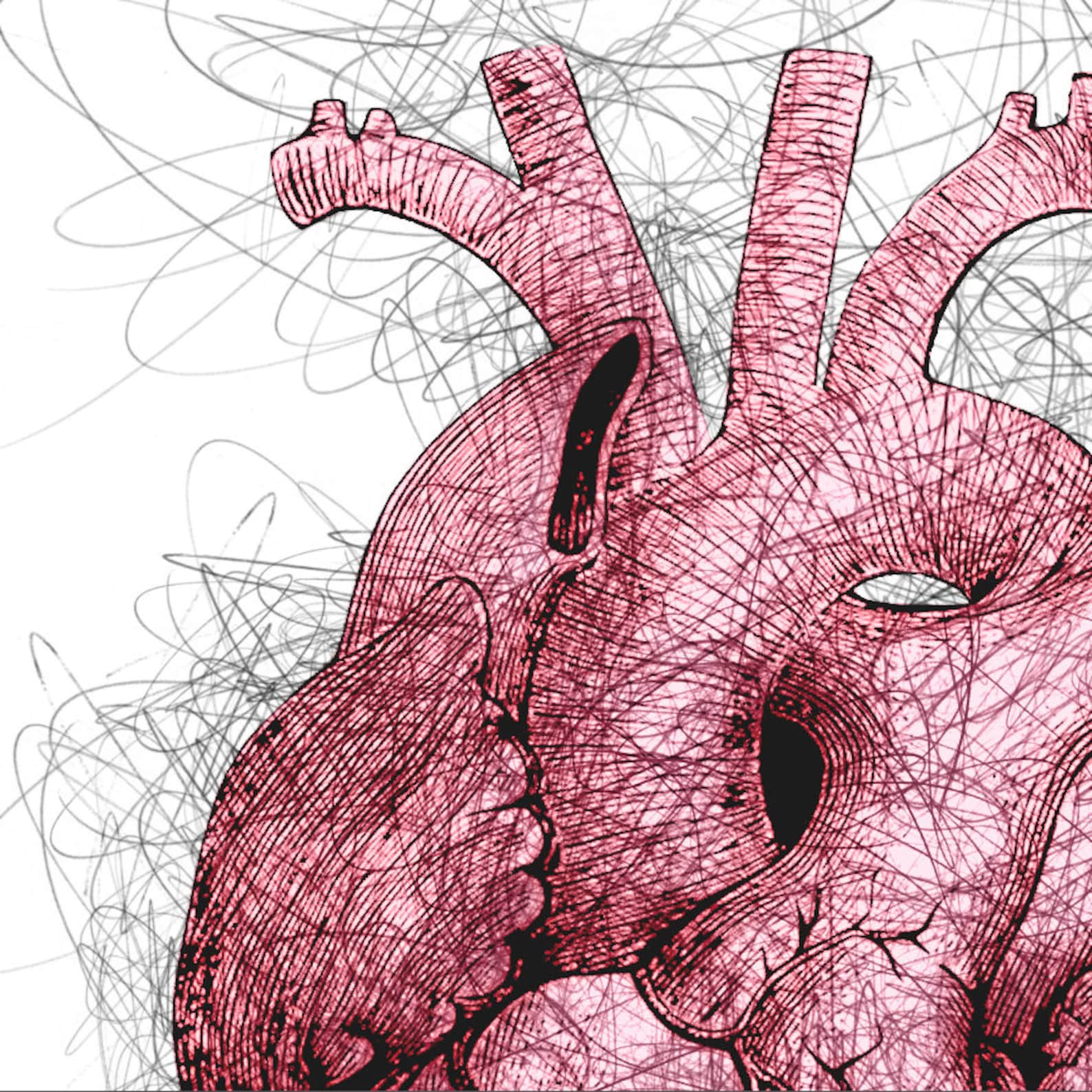 Corazón garabateado imprimible / Arte de corazón imprimible / Impresión ...