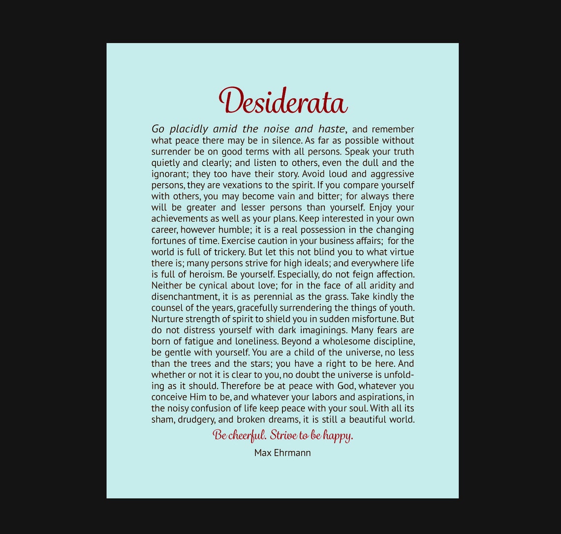 Desiderata Spanish Poem Printable | Desiderata En Español (digital ...