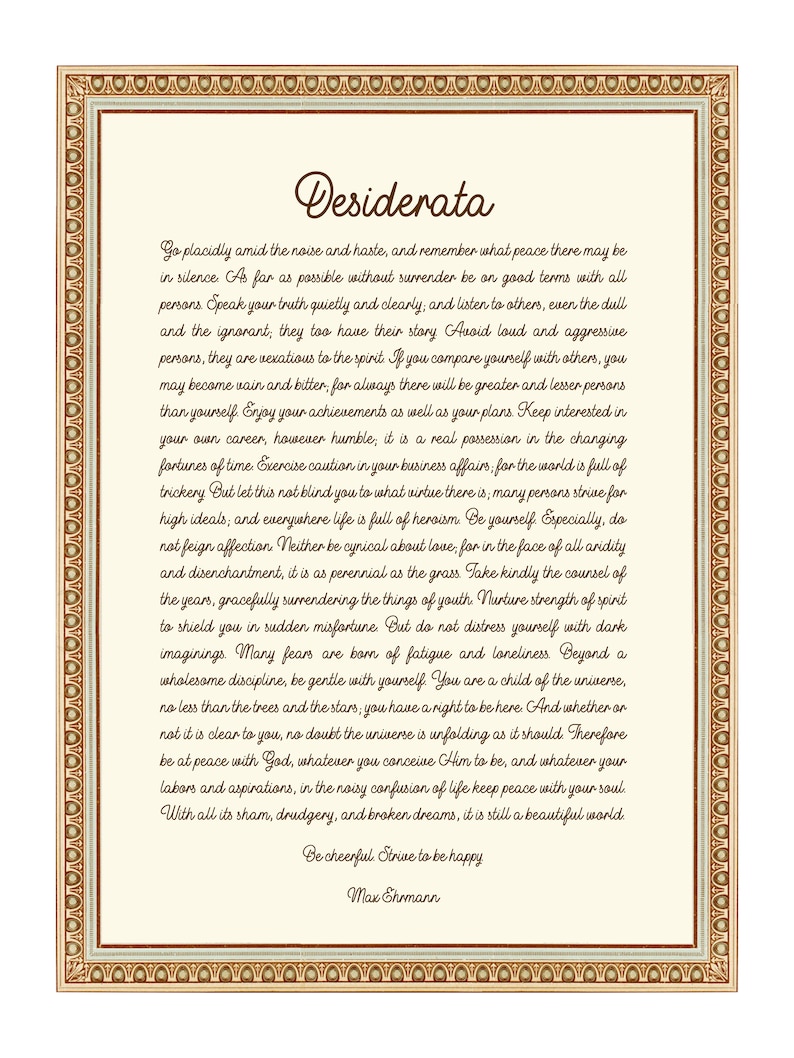 Desiderata Poem Printable | Vintage Frame Design (digital Download) - Etsy