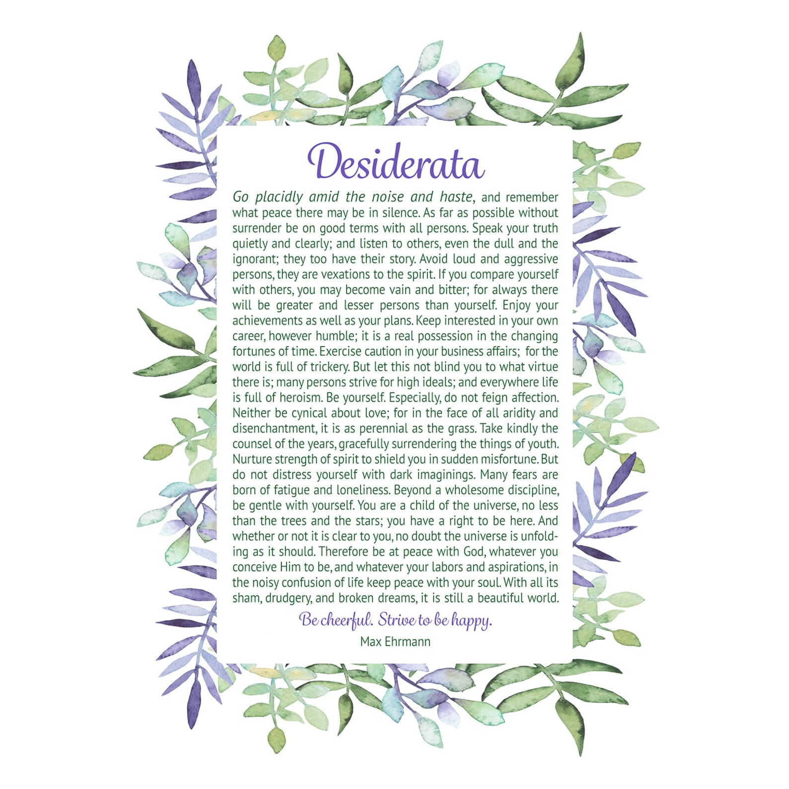 Desiderata Printable | Desiderata Print | Desiderata Poster ...