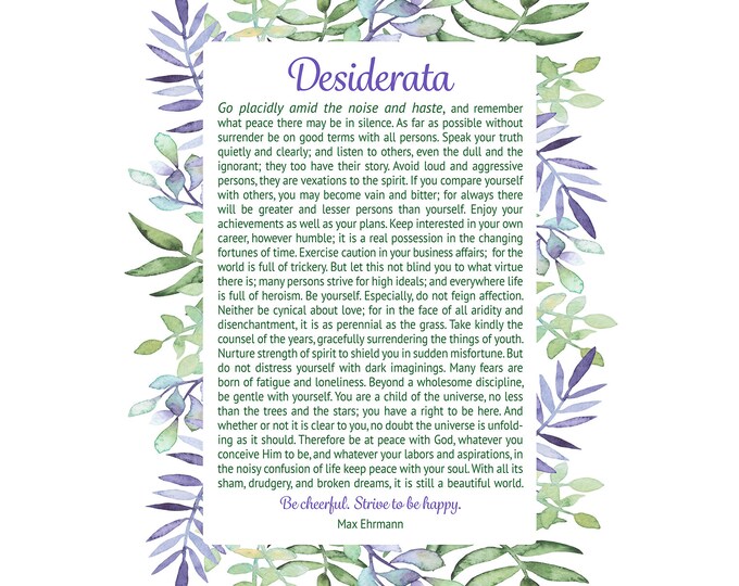 Desiderata by Max Erhmann 8x10 Instant Printable Download File ...