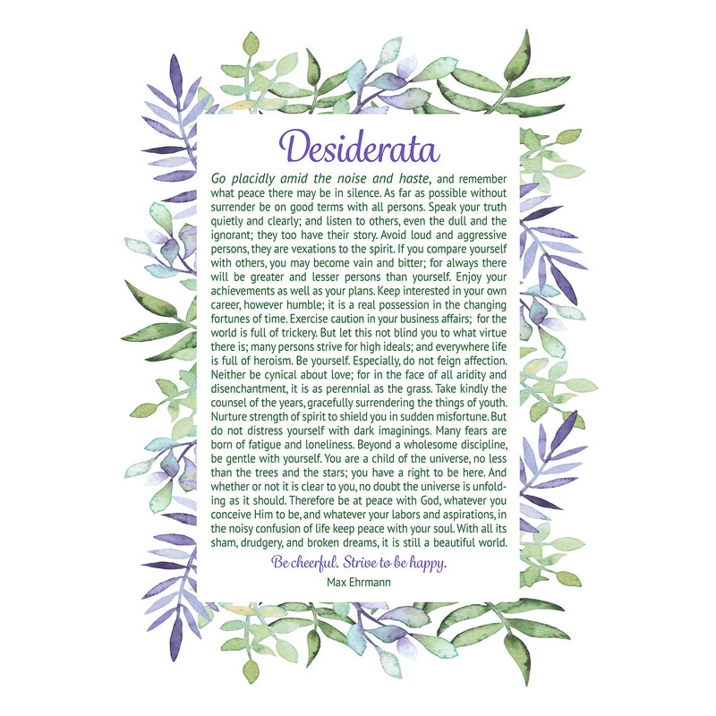 Desiderata Printable - Etsy