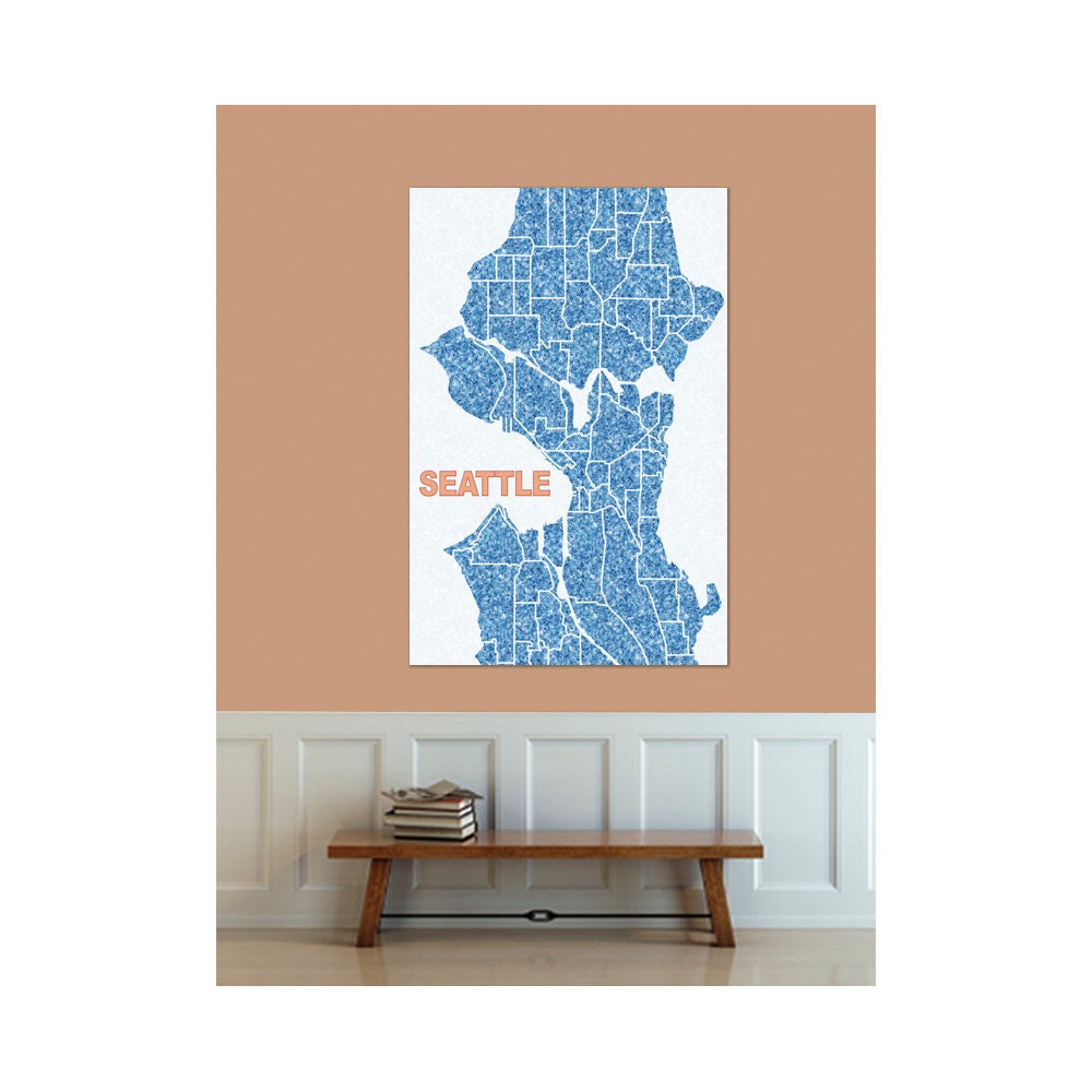 Seattle Map Seattle Print Seattle Poster Seattle Art - Etsy