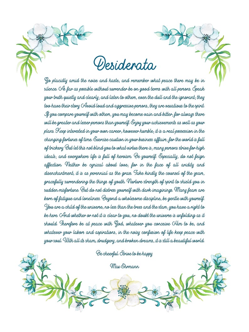 Desiderata Printable | Desiderata Print | Desiderata Poster ...