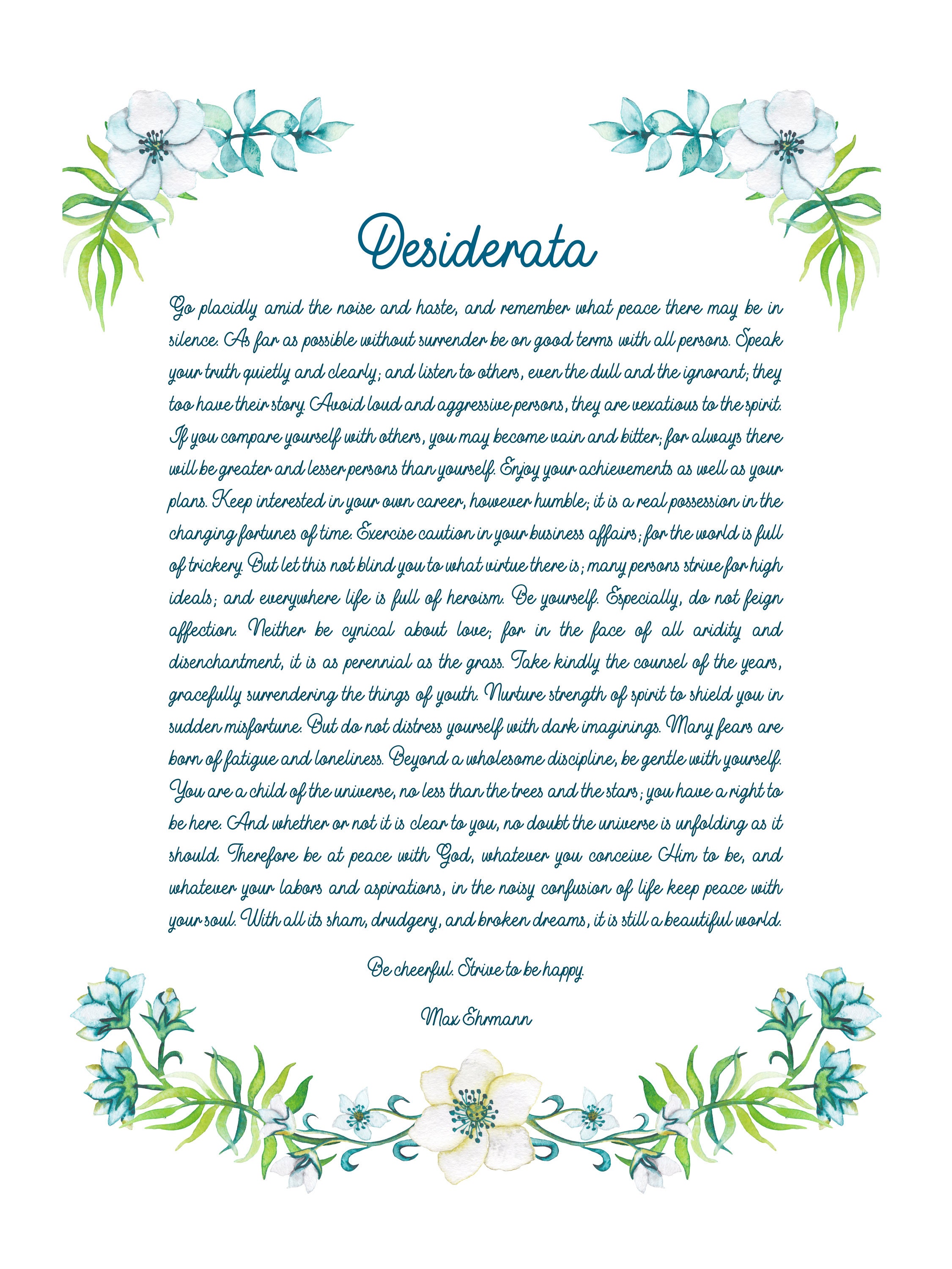 Desiderata Printable Desiderata Print Desiderata Poster Desiderata ...