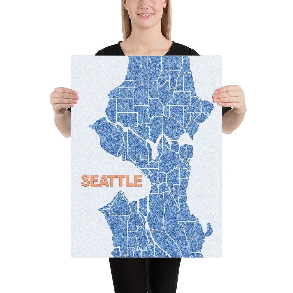 Seattle Map Seattle Print Seattle Poster Seattle Art Choose Size - Etsy