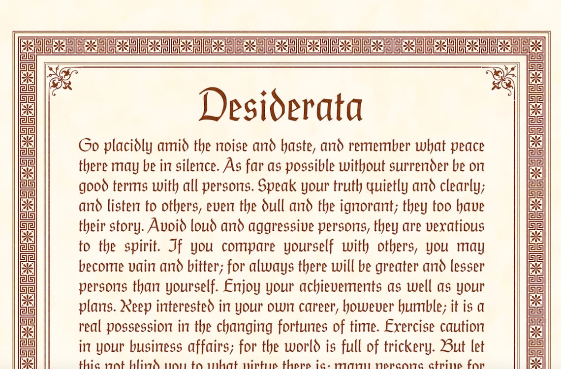 Desiderata Printable | Desiderata Poem | Desiderata Print | Desiderata ...