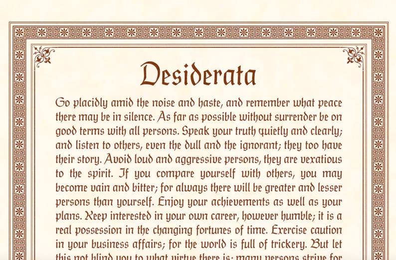 Desiderata Printable | Desiderata Poem | Desiderata Print | Desiderata ...