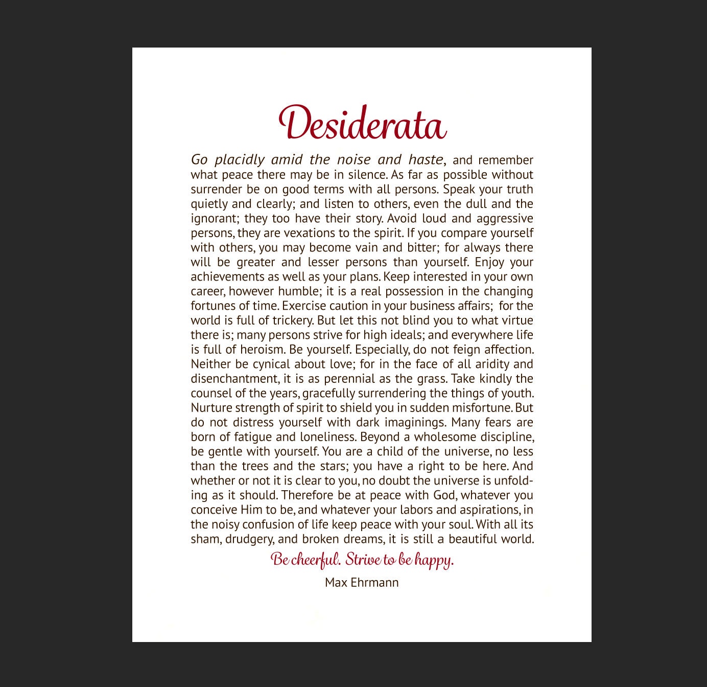 Desiderata Printable Desiderata Poem Desiderata Print | Etsy Australia