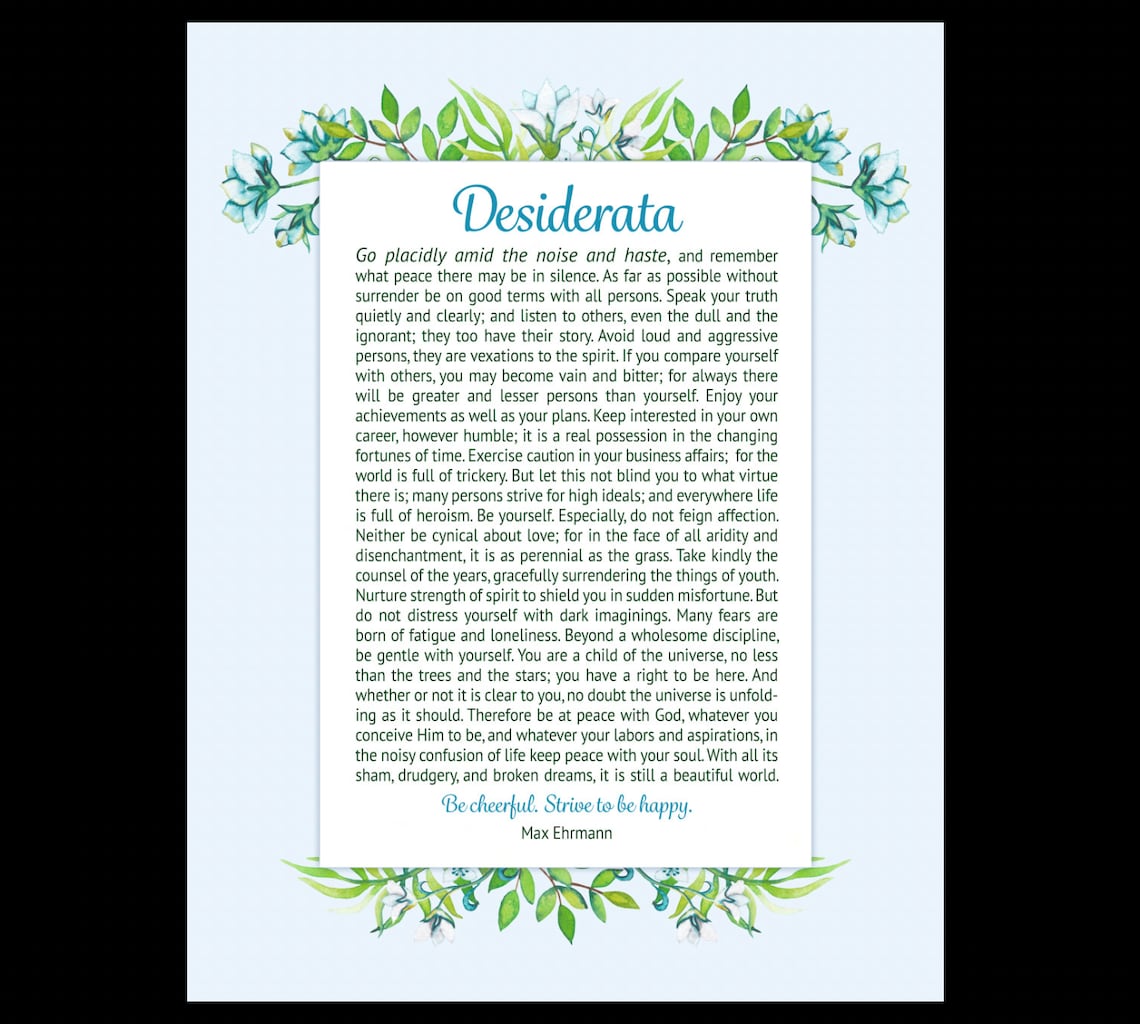 Desiderata Printable | Desiderata Print | Desiderata Poster ...