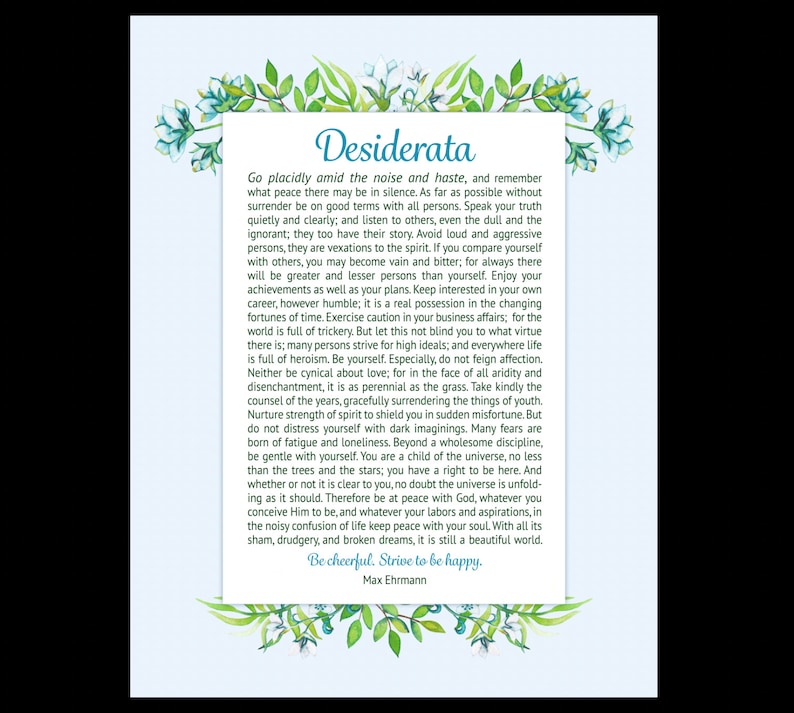 Desiderata Printable | Desiderata Print | Desiderata Poster ...