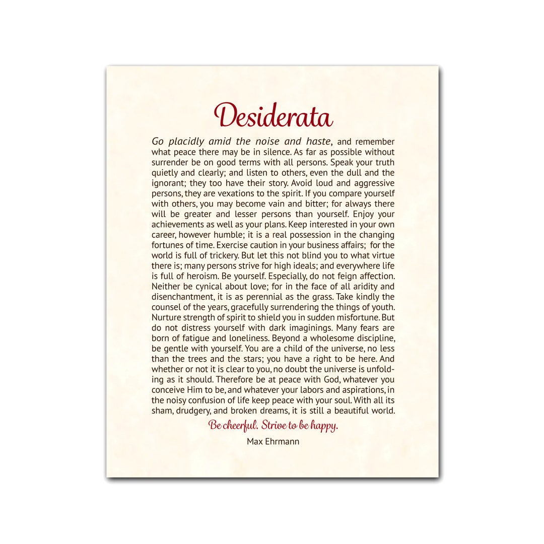 Desiderata Printable | Desiderata Poem | Desiderata Print | Desiderata ...