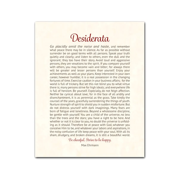 Desiderata Printable - Etsy