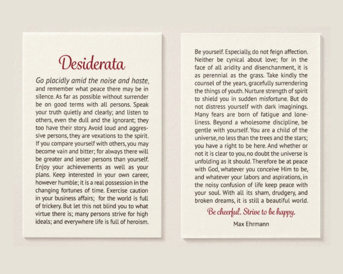 6 Desiderata Pocket Cards | Desiderata Wallet Cards | Cards ...