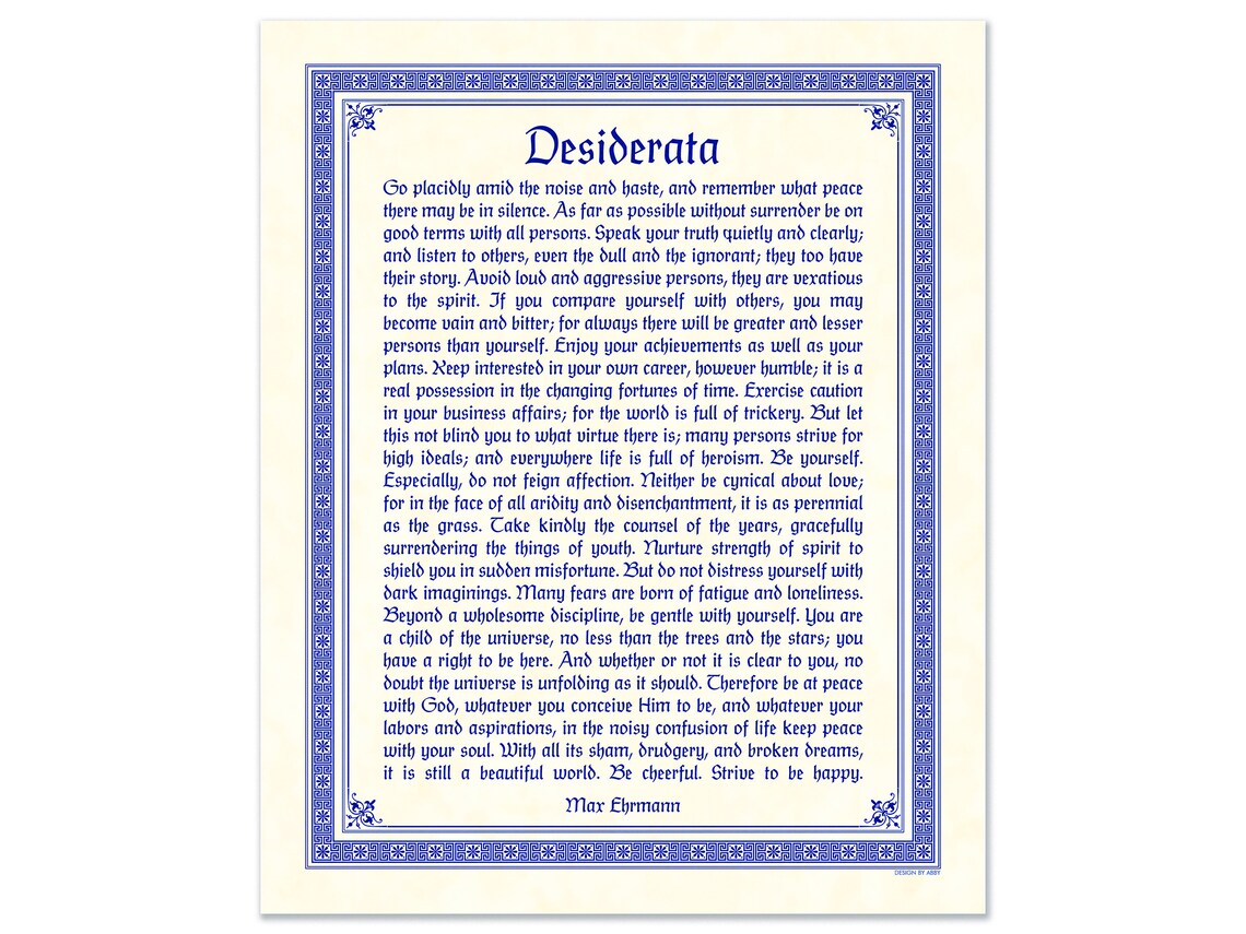 Desiderata Printable | Desiderata Poem | Desiderata Print | Desiderata ...
