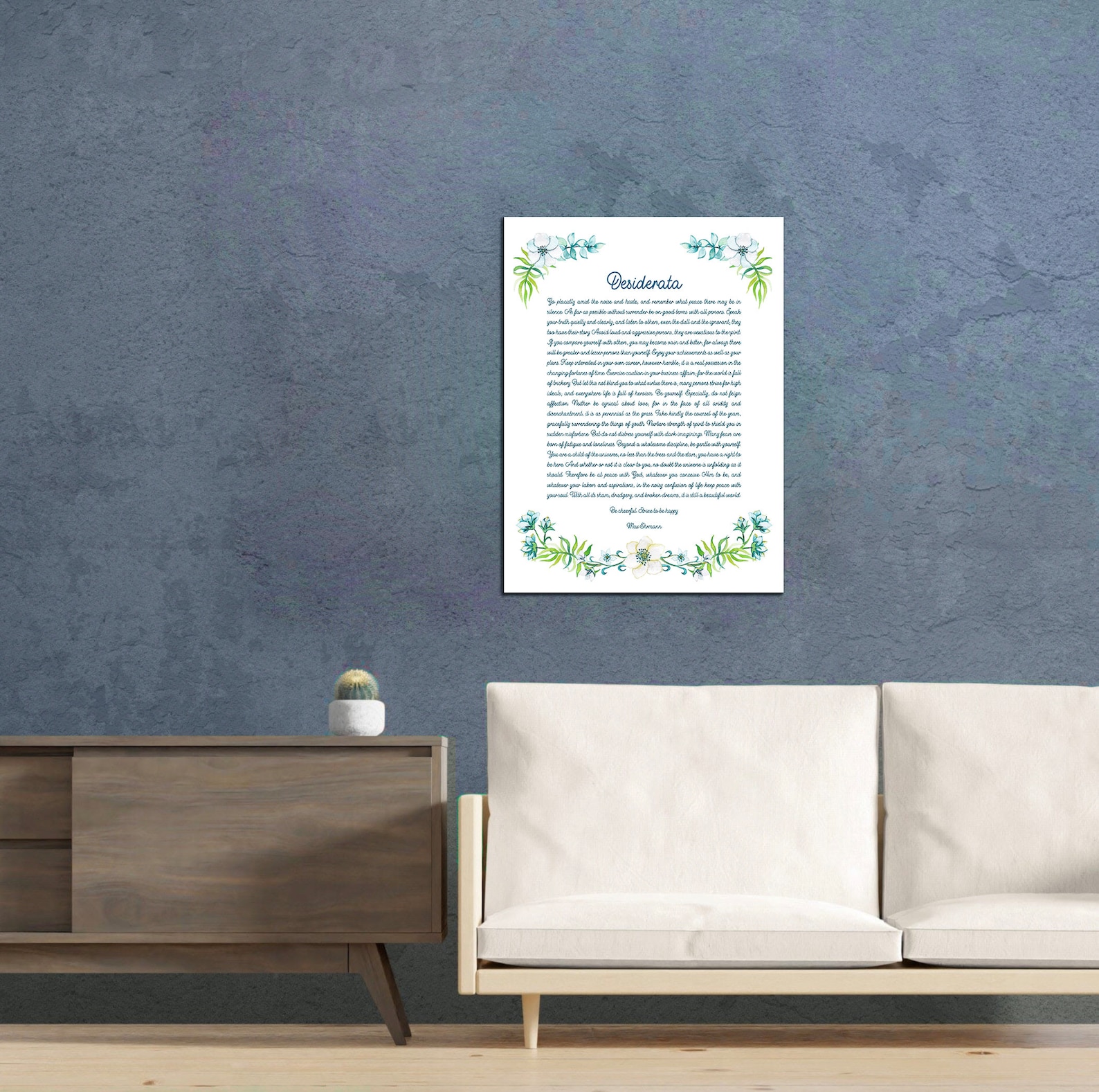 Desiderata Poem Printable | Delicate Floral Frame Design (digital ...