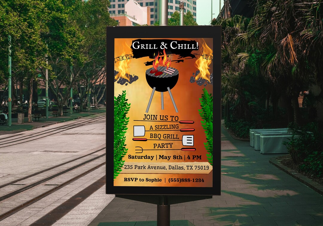 Editable BBQ Party Invitation Template, Printable Personalize Barbecue ...