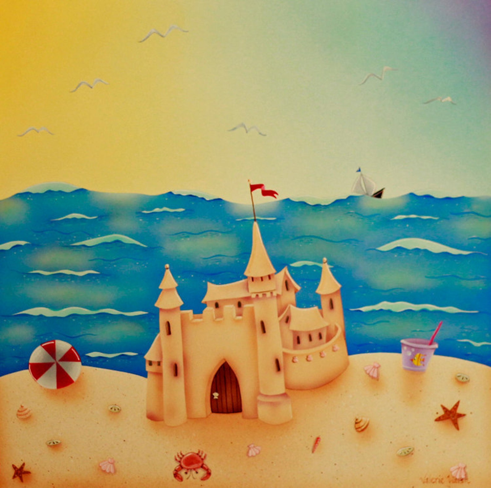 Framed Sandcastle Art Print: "beach House" (12x12) - Etsy