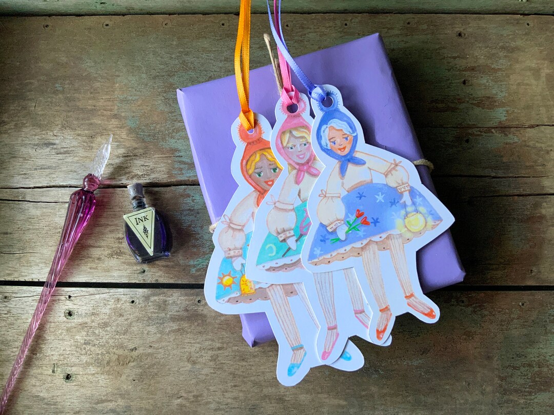 Sun Moon Stars Gift Tags: Celestial Girls, Hand Signed Cards - Etsy