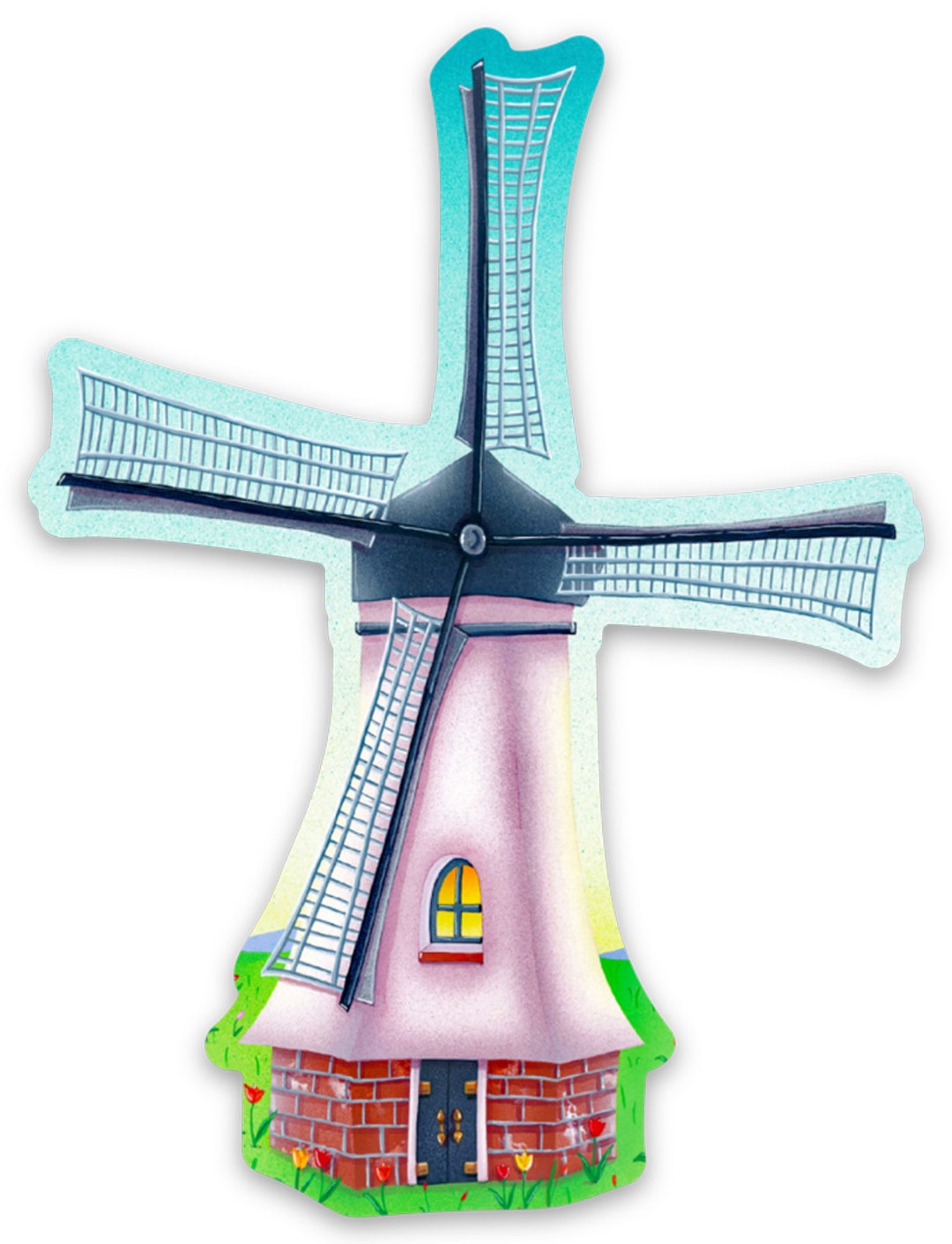 2 Mill House Stickers | Waterproof Windmill Tulips Vinyl Decals - Etsy