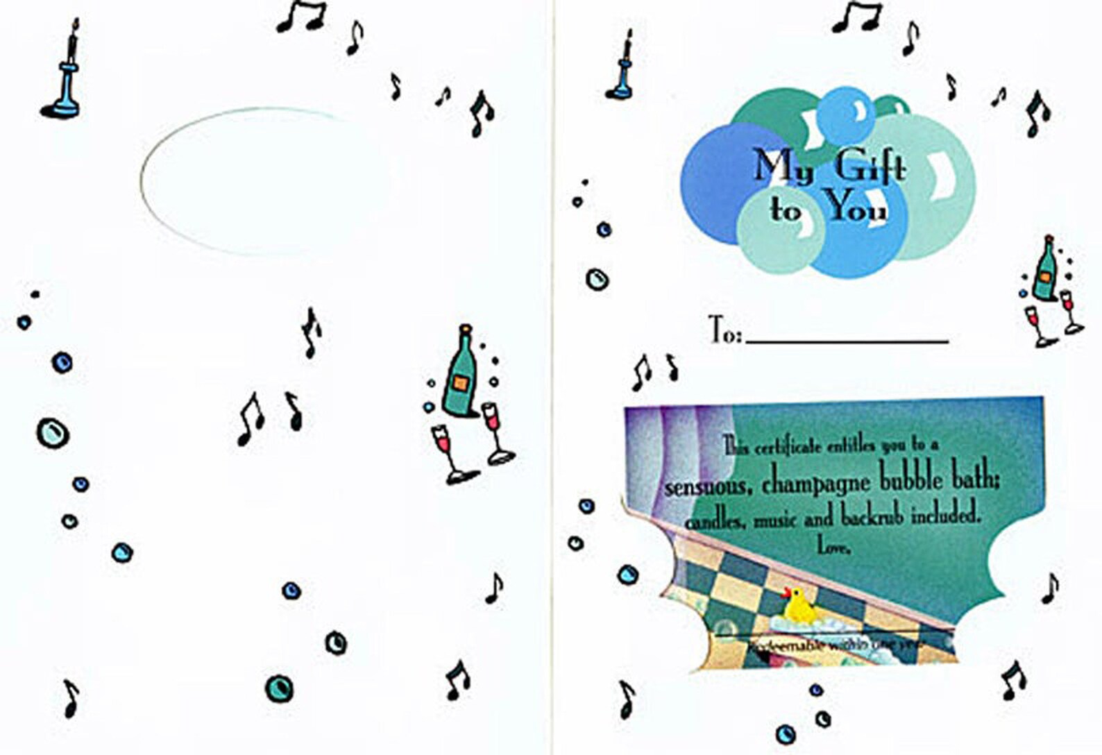 Champagne Bubble Bath Gift Card: Romantic Love Certificate - Etsy