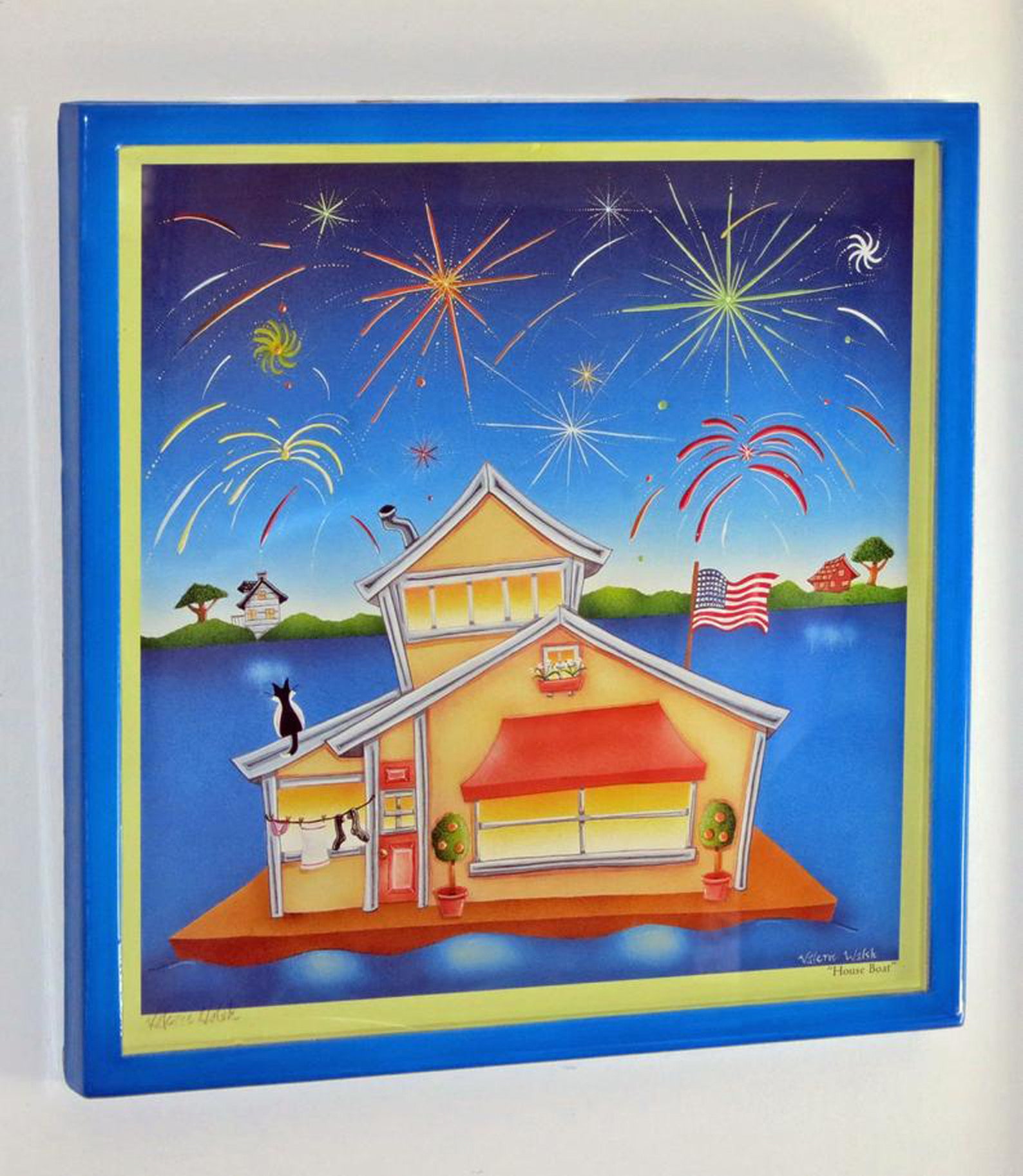 HOUSE BOAT Framed Art Print House Boat Painting Nautical Wall Art Boat