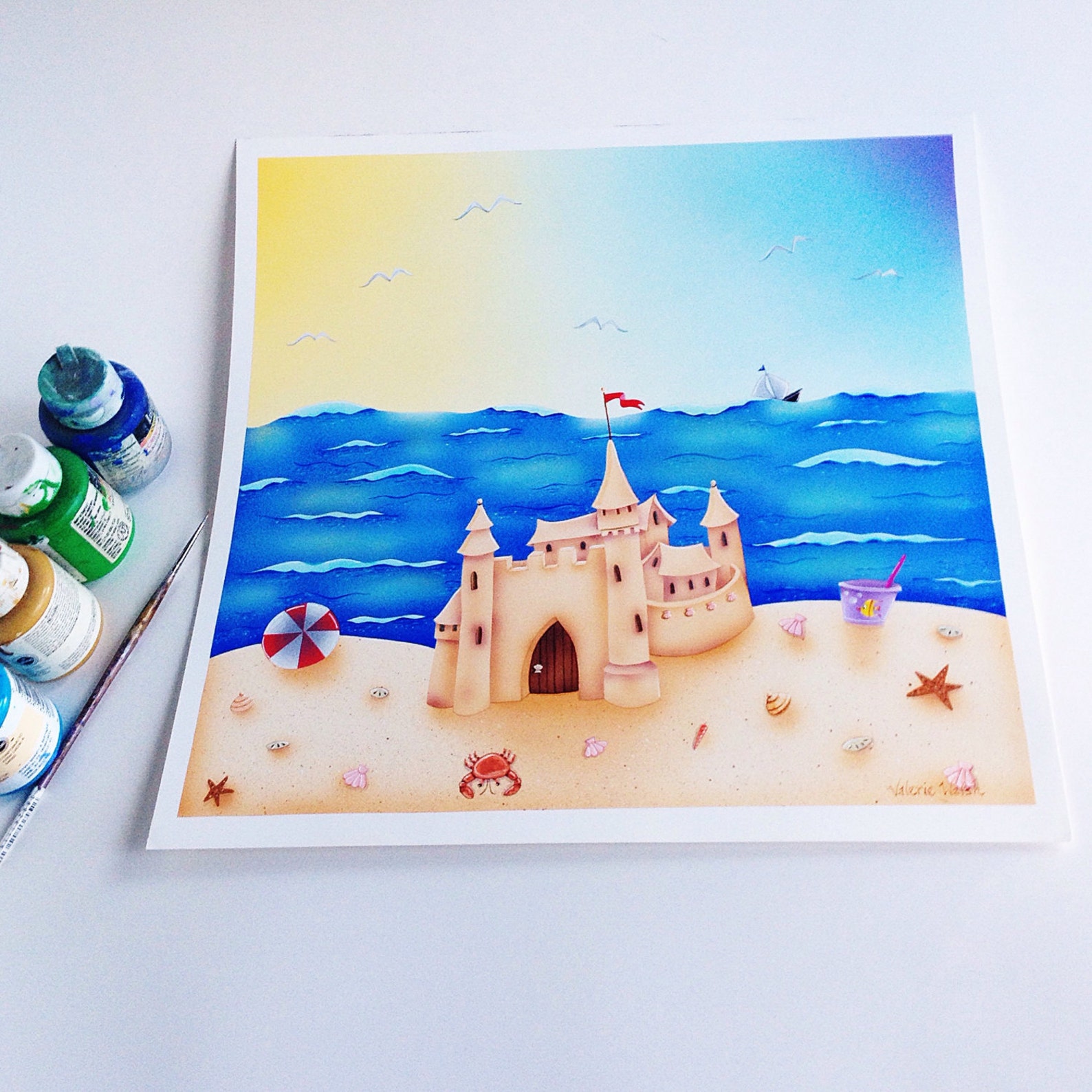 Framed Sandcastle Art Print: "beach House" (12x12) - Etsy