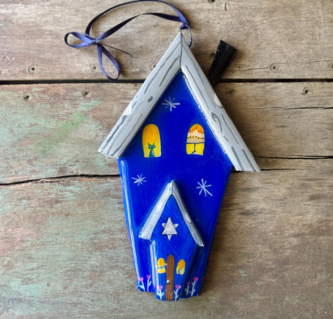 Personalized Hanukkah House Ornament | Cobalt Blue - Etsy
