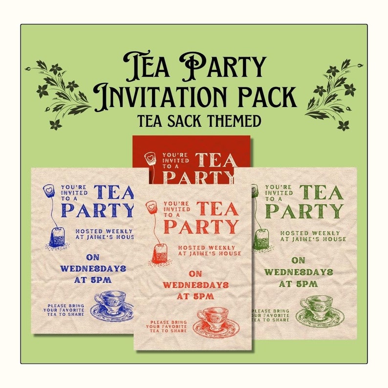 Canva Template - "tea Sack" Vintage Tea Party Invite Template - Etsy