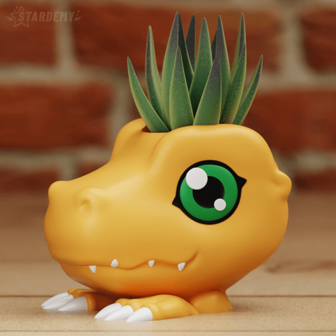 Agumon Digimon Minimalist Planter Home Decor DIY Paint Project - Etsy