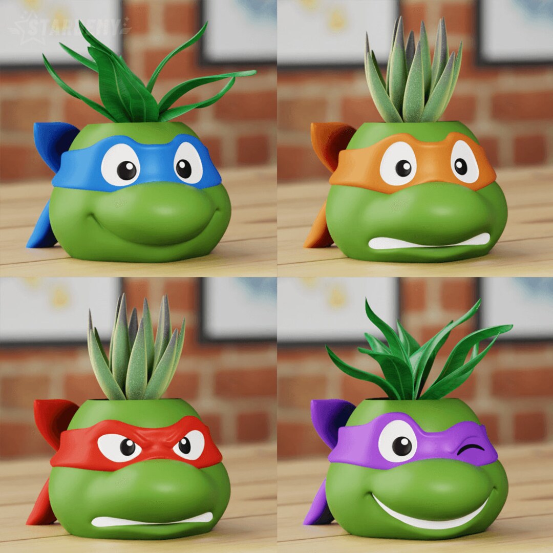 Ninja Turtles Minimalist Planter Small Plant Pot Solid Green or White ...