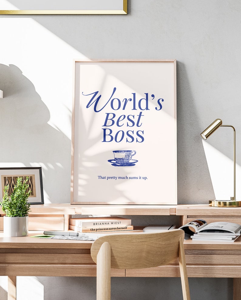 World's Best Boss Digital Download Wall Art Minimalist Office Decor ...