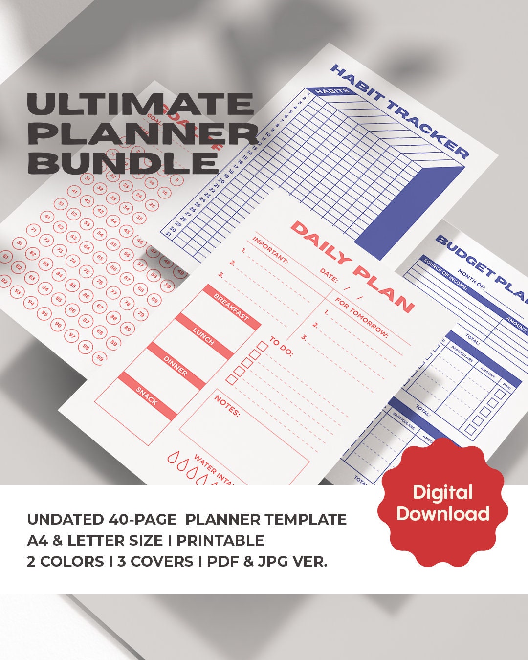 2024 40 Pages Undated Printable Ultimate Planner L Organizers L ADHD L ...