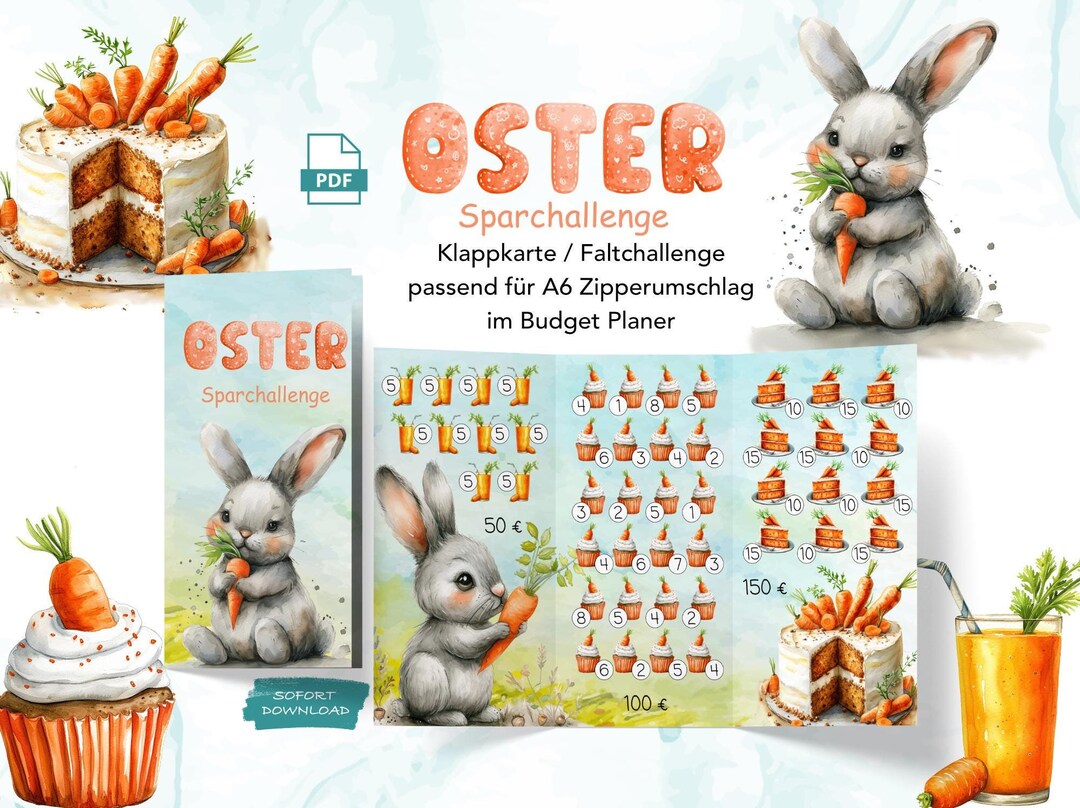 Sweet Easter Bunny Folding Card, Folding Challenge, Savings Game ...