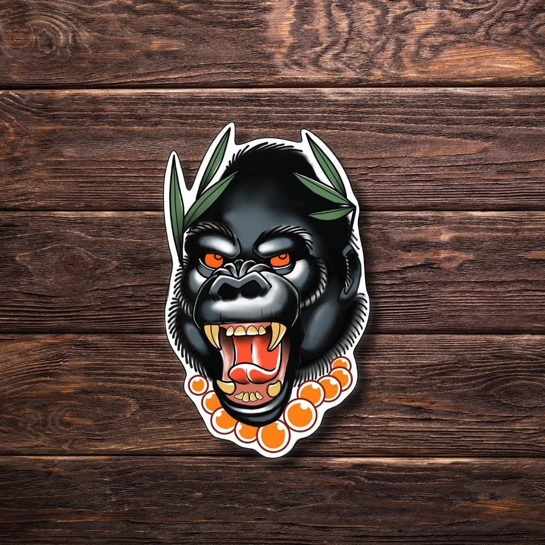 Gorilla Sticker | Handmade Animal Decal | Unique High Resulotion ...